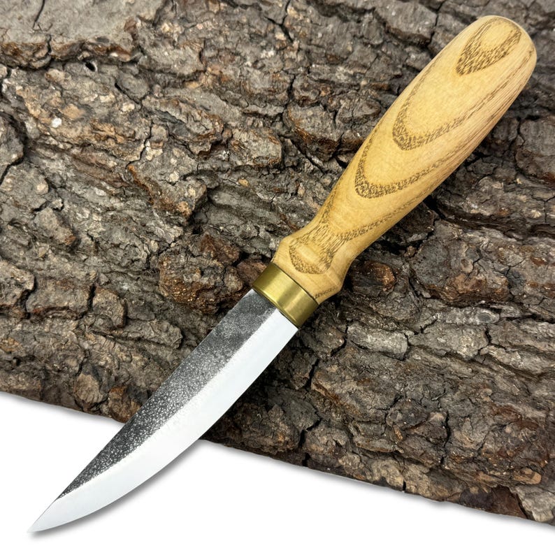 Hand-forged Sloyd Carving Knife – 52100 Carbon Steel Blade, Ash Handle ...