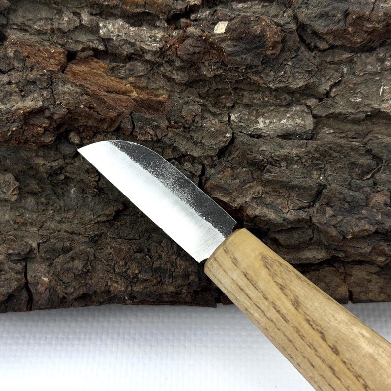 Hand-forged Small Wood Carving Knife – Carbon Steel Blade, Ash Wood ...