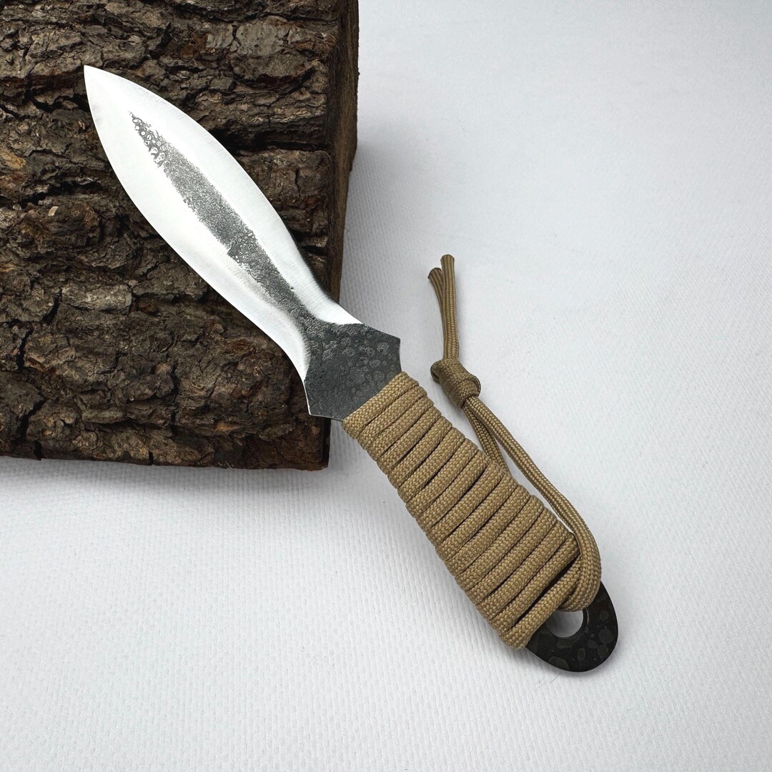 Throwing Knife – Hand-forged 52100 Carbon Steel Blade, Paracord Handle ...