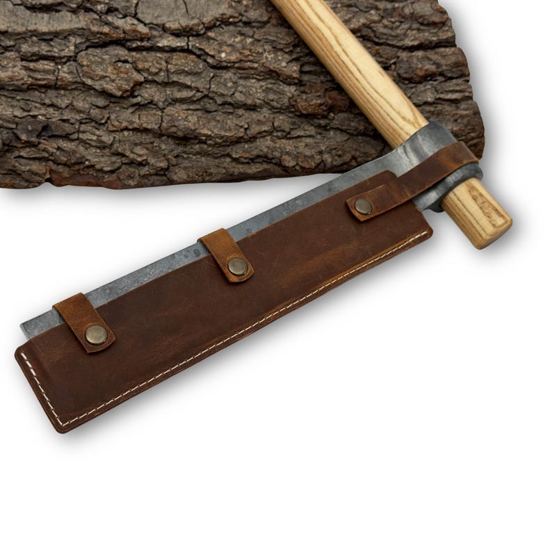 Hand-forged Splitting Froe – Carbon Steel Blade, Ash Handle, Leather ...
