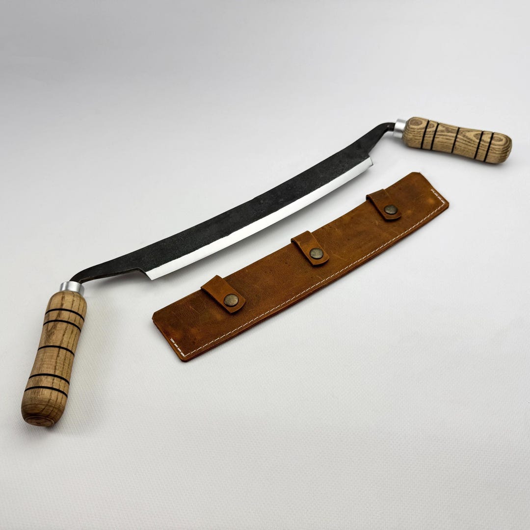 Hand-forged Large Draw Knife – 52100 Carbon Steel Blade, Ash Handles ...