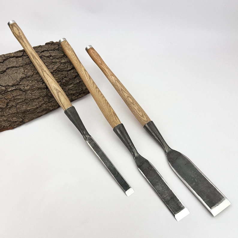 Hand Forged Timber Slick Chisels – 52100 Carbon Steel Blades, Ergonomic ...