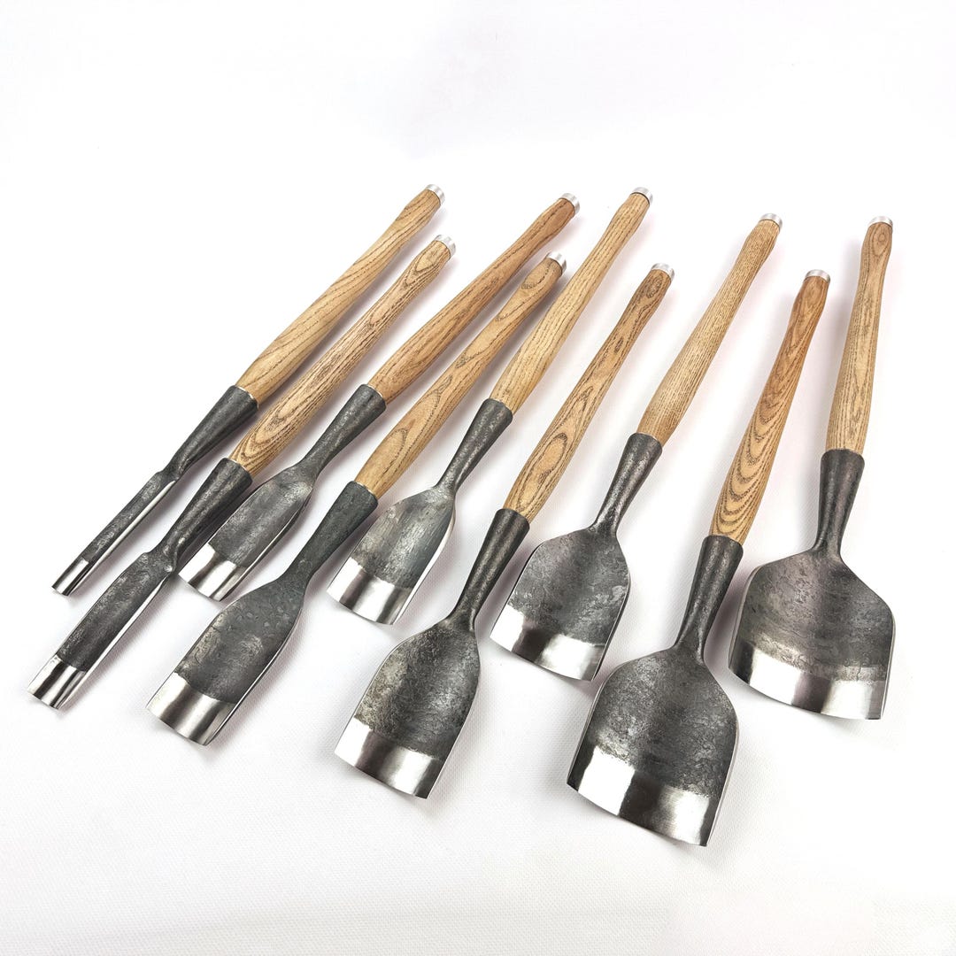 Rounded Timber Chisels – Hand-forged Woodworking Tools, Carbon Steel Blades, Ash Handles, Choose ...