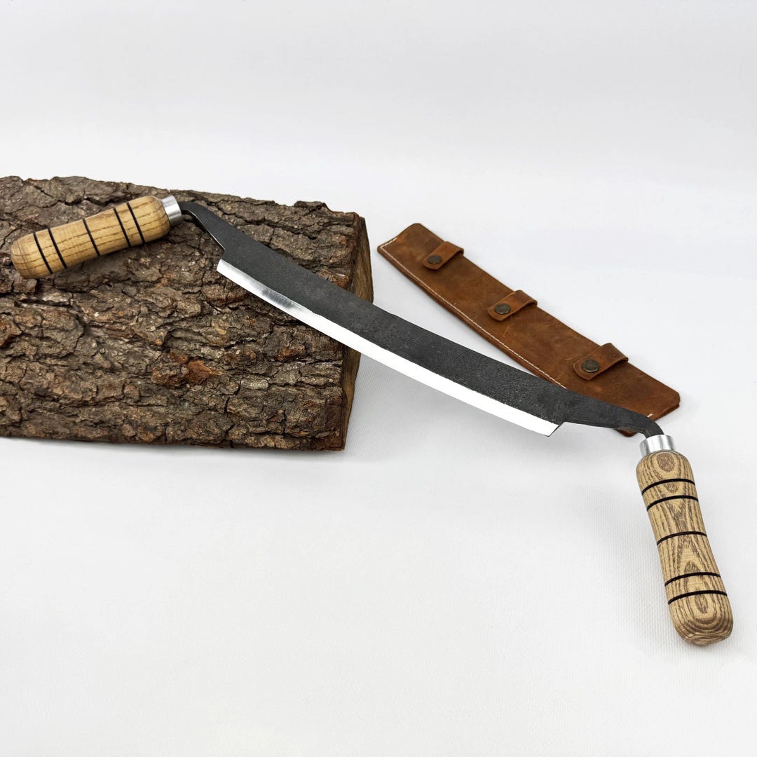 Large Draw Knife – 10" Hand-forged 52100 Carbon Steel Blade, Ash Wood ...