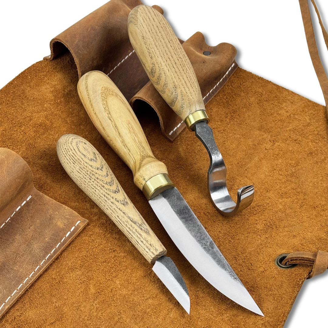 Bowls Carving Tool Set 3-piece – 52100 Carbon Steel Blades, Ash Wood ...