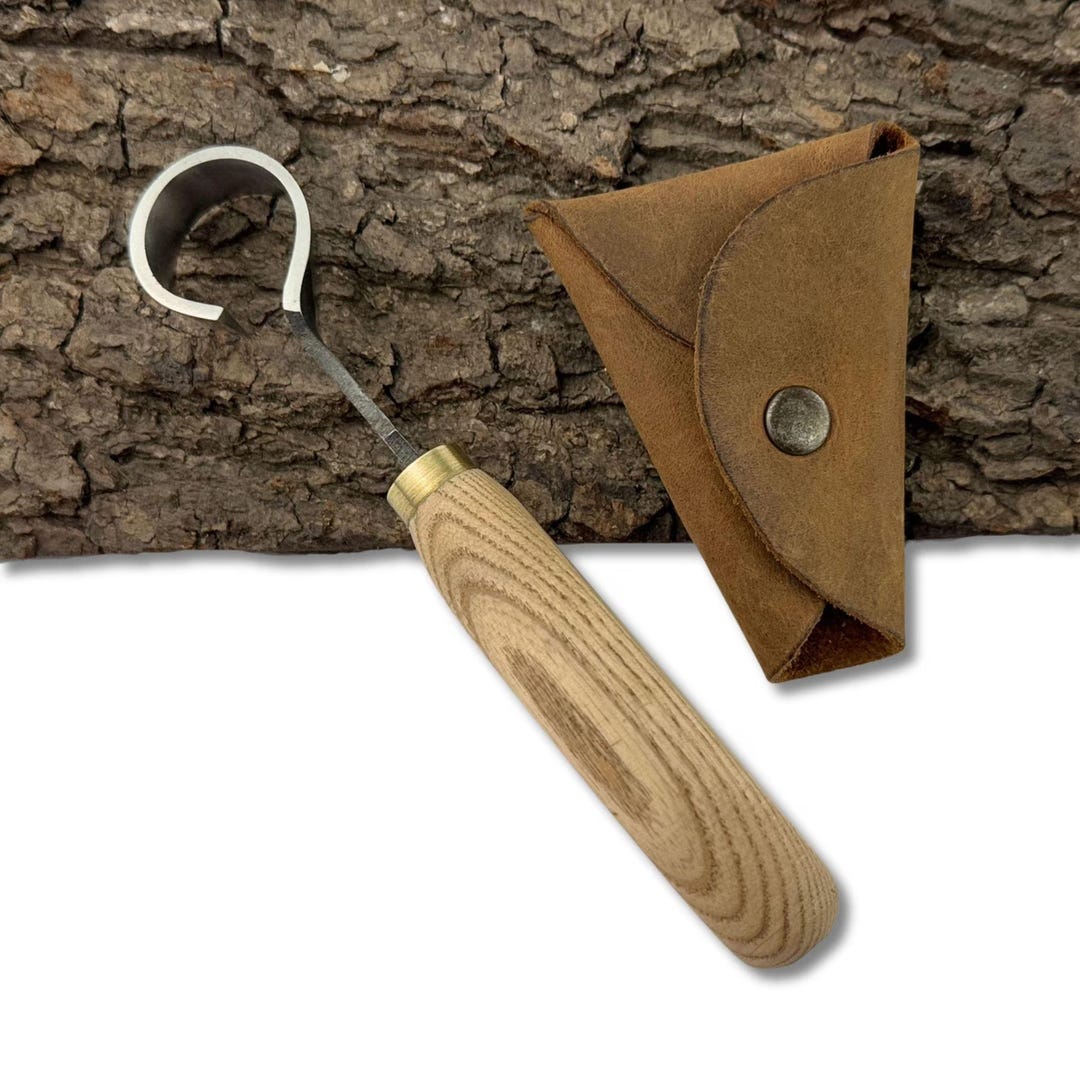 Hand-forged Spoon Carving Scorp Knife, Carbon Steel Blade, Ash Handle ...