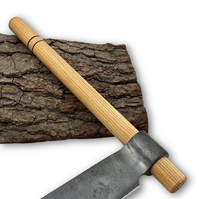 Hand-forged Splitting Froe – Carbon Steel Blade, Ash Handle, Leather ...