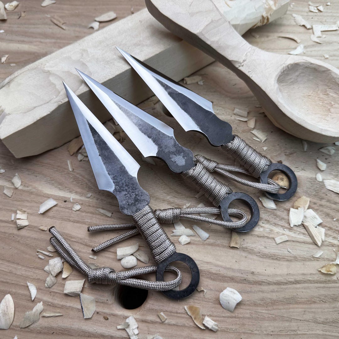 3-piece Throwing Knife Set – Hand-forged Compact Carbon Steel Blades ...