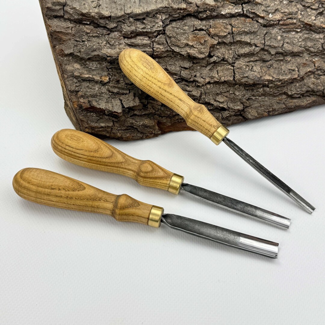 Wood Carving Gouges– Hand-forged Carbon Steel Blade, Ash Handle ...