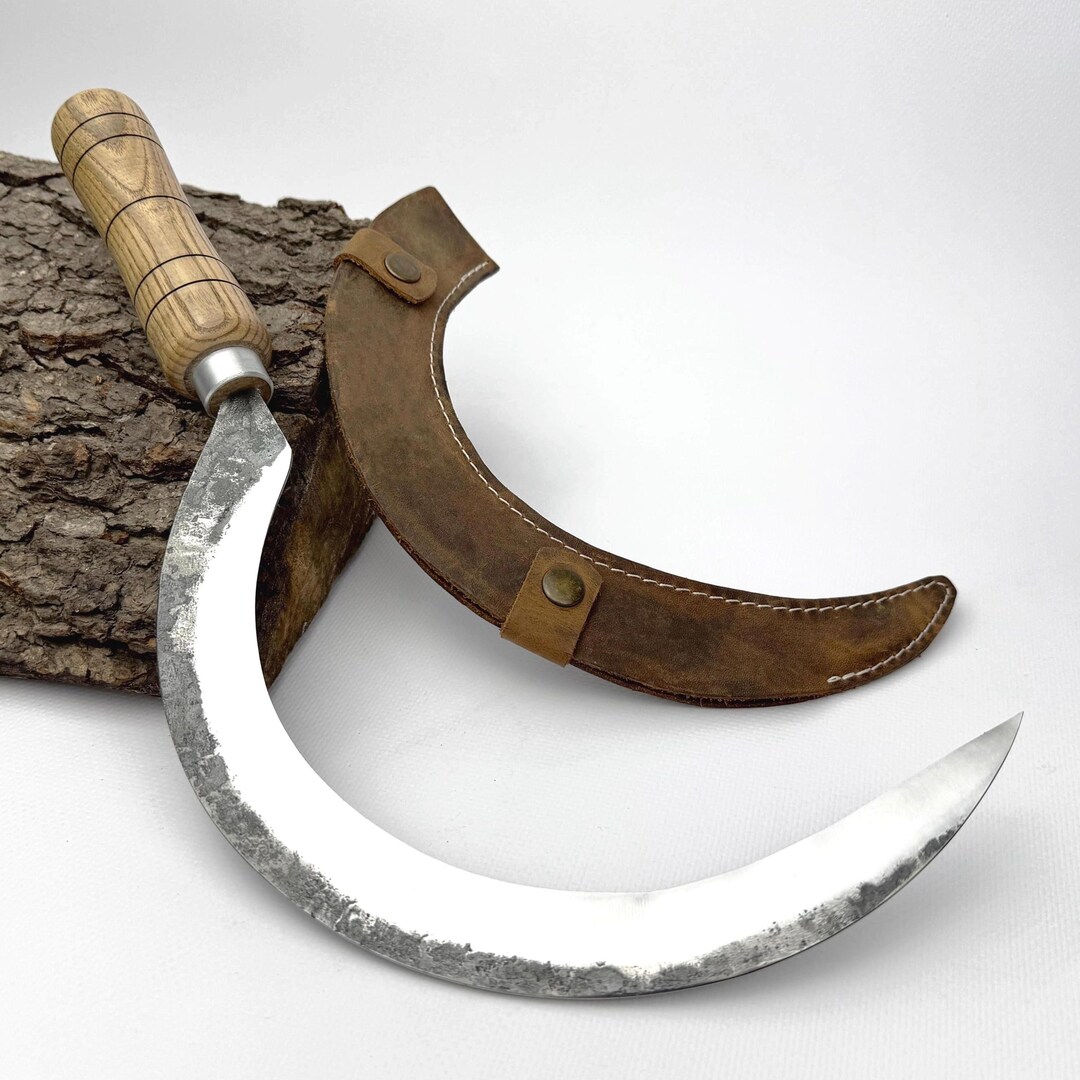 Hand-forged Garden Sickle – Carbon Steel Blade, Ash Wood Handle ...