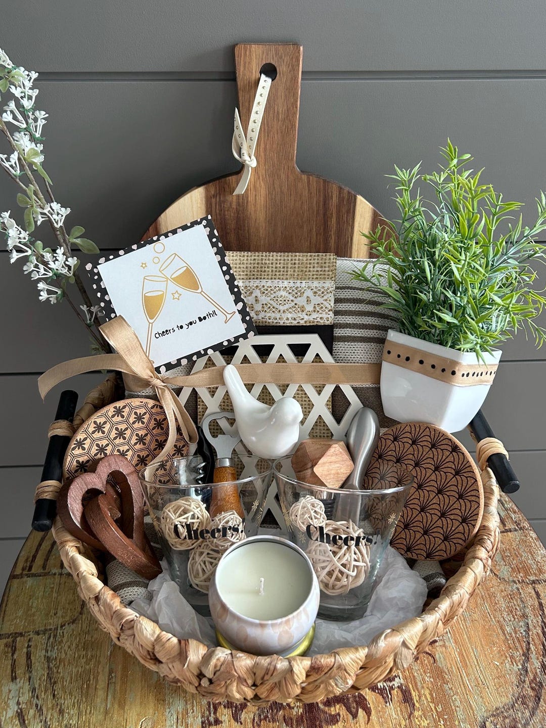 Couples Bougie Gift Basket, Engagement Gift Basket, Newlywed Gift ...