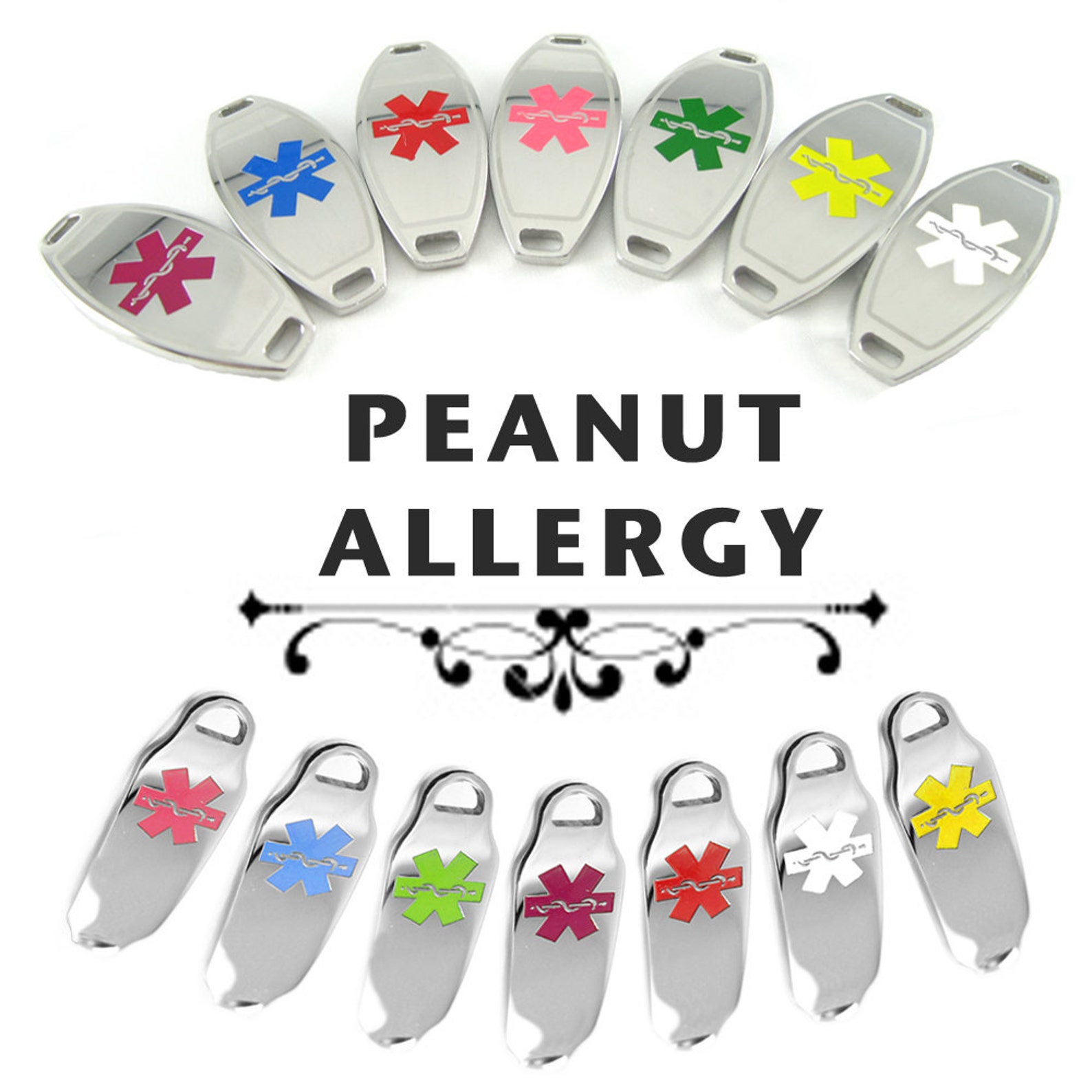 PEANUT ALLERGY Alert ID Plate Pre-engraved for Stylish Beaded - Etsy