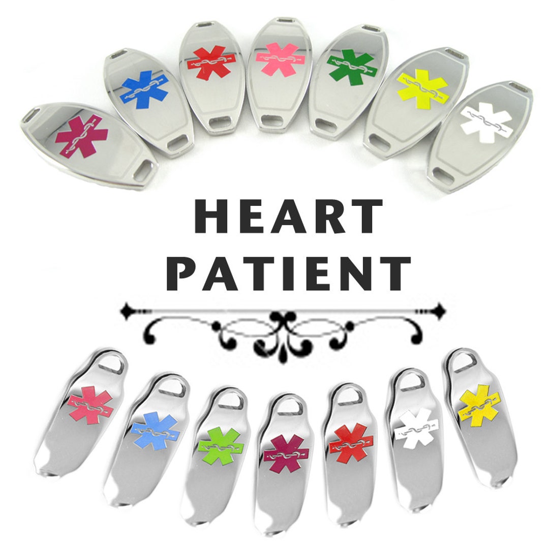HEART PATIENT Medical ID Plate Pre-engraved, for Stylish Beaded ...