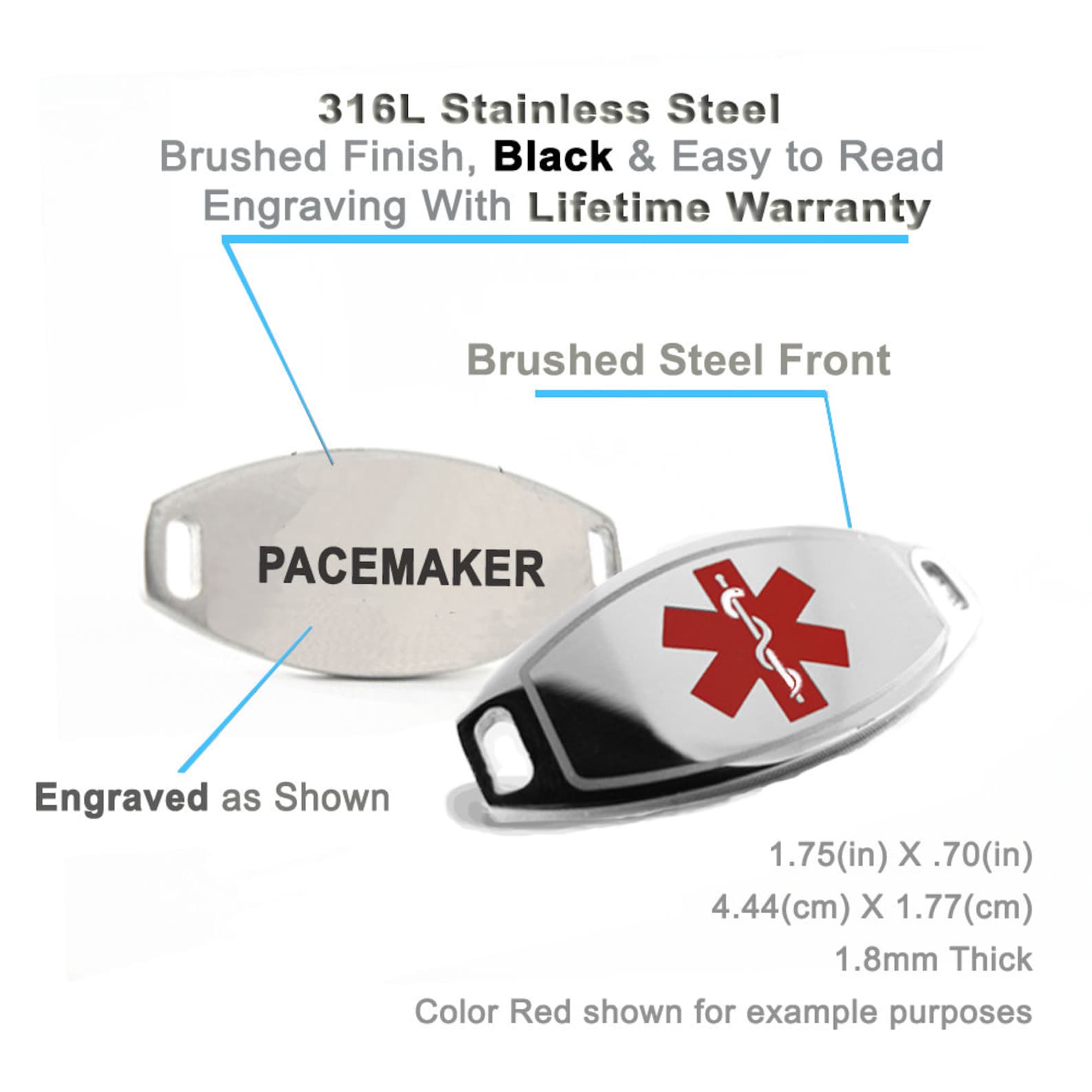 PACEMAKER Medical ID Plate Pre-engraved for Stylish Beaded - Etsy