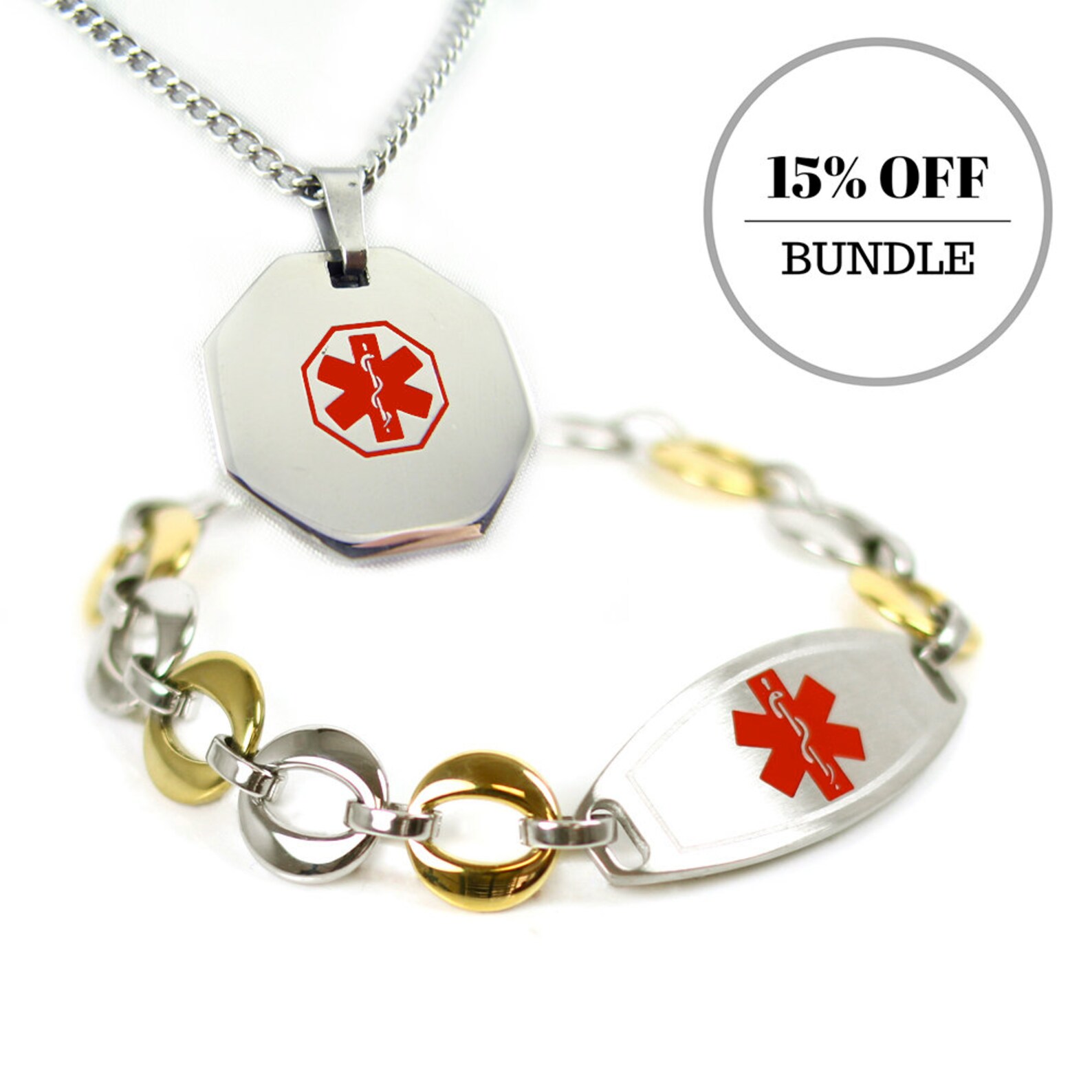 Custom Engraved Medical ID Bracelet for Women and ID Necklace ...