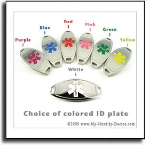 Medical ID Plate Med Tag for Beaded Designer Bracelets, ENGRAVED FREE ...