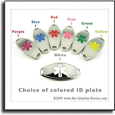 Medical ID Plate Med Tag for Beaded Designer Bracelets, ENGRAVED FREE ...