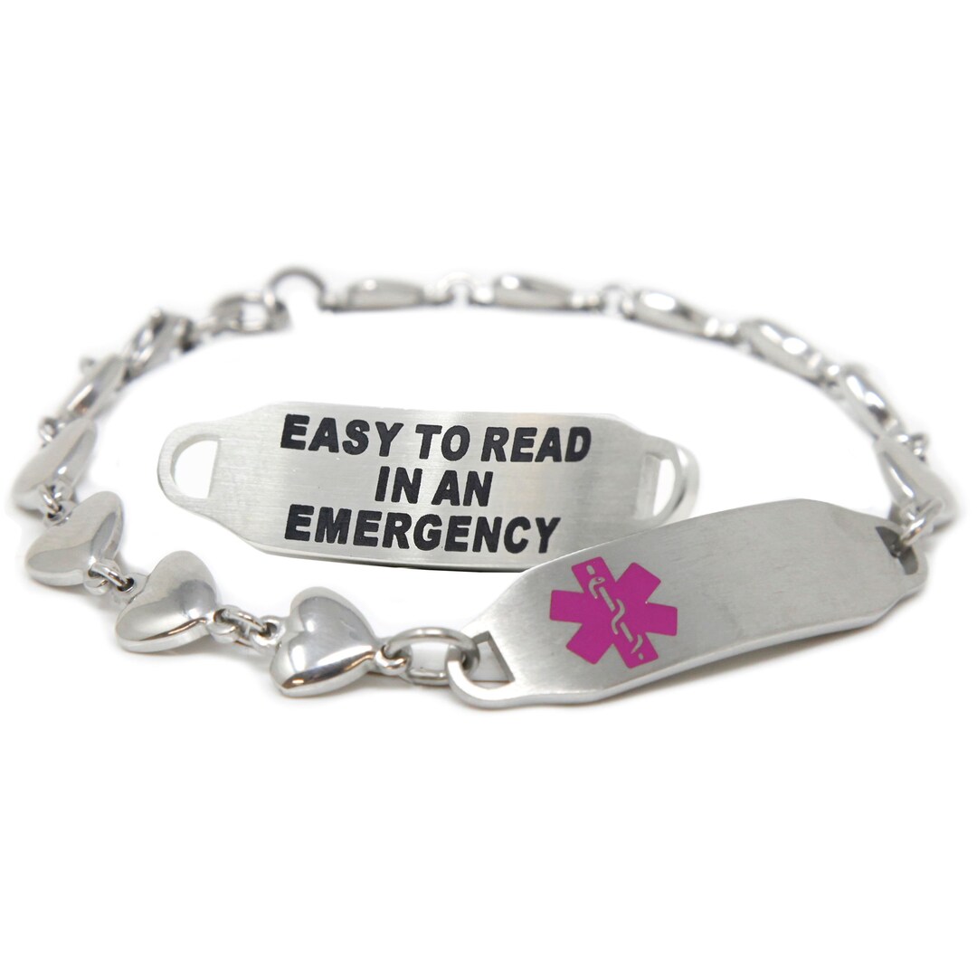 Custom Medical Alert Bracelet Women With Free Engraving 316L Stainless ...