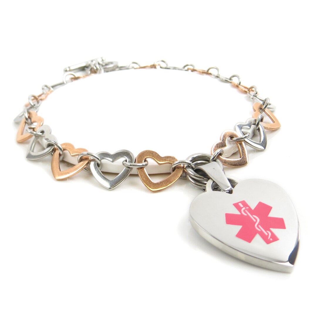 Custom Medical ID Bracelet Women With Free Engraving 316L Stainless ...