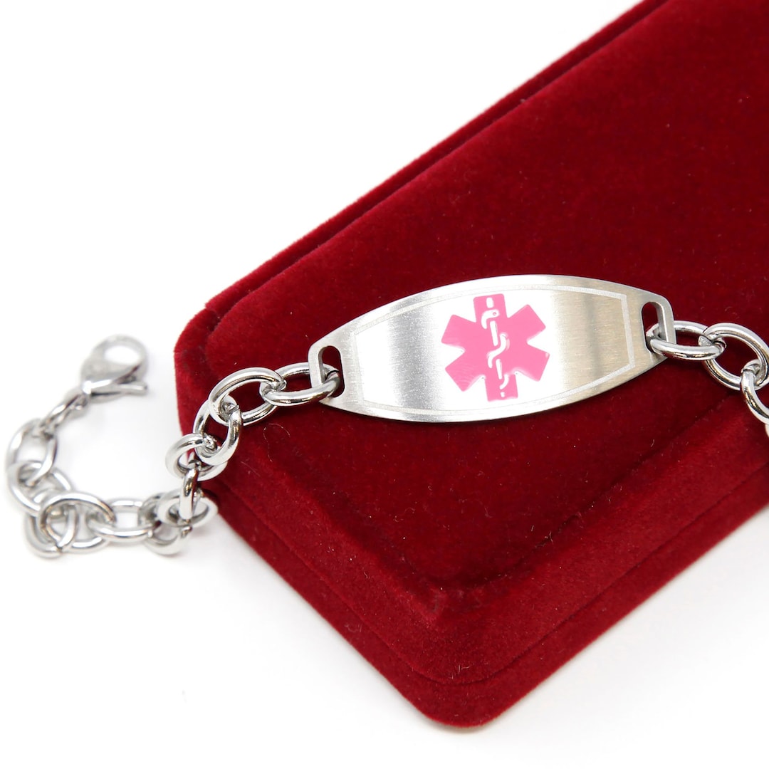 Personalized Medical Alert Bracelet, 316L Stainless Steel O-link Chain ...