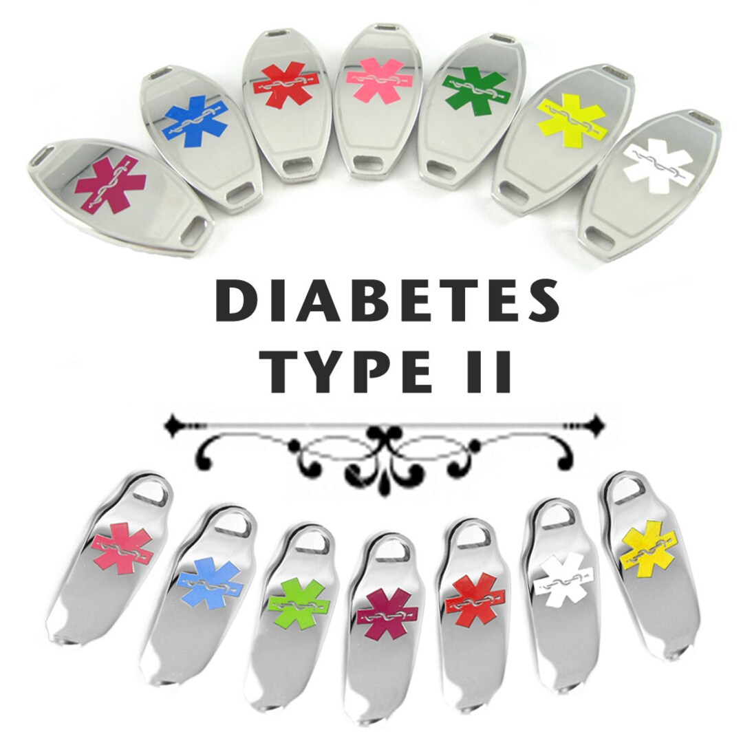 DIABETES TYPE II Medical Id Plate Pre-engraved, for Stylish Beaded ...