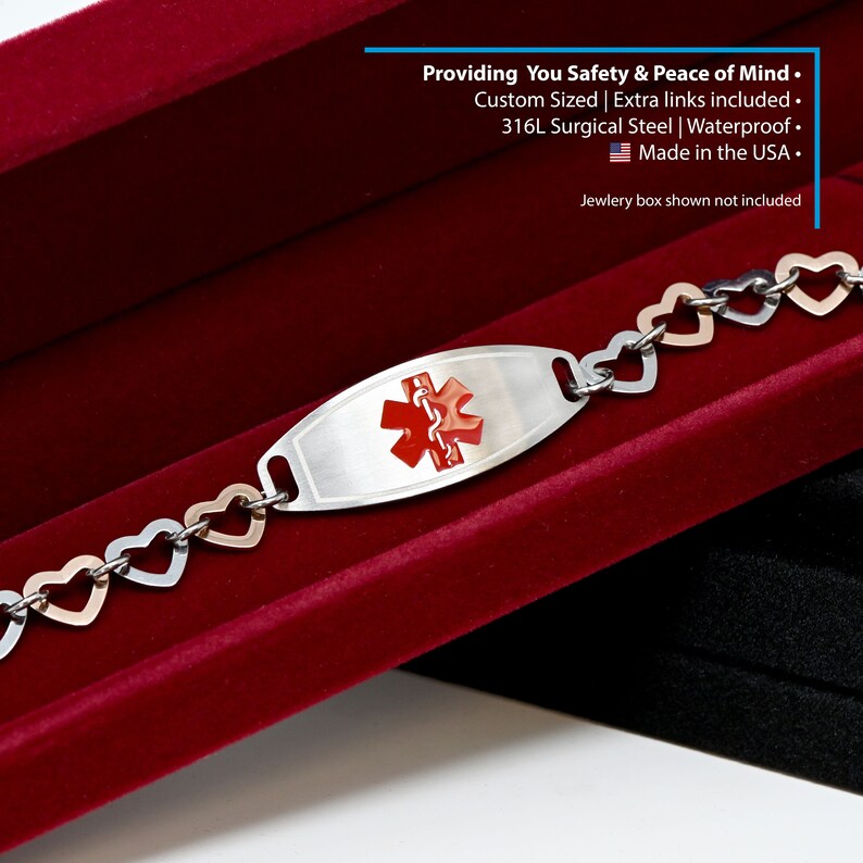 Personalized Medical ID Bracelet for Women With Free Engraving 316L ...