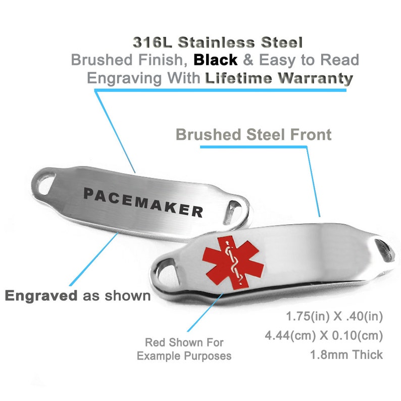 PACEMAKER Medical ID Plate Pre-engraved for Stylish Beaded - Etsy