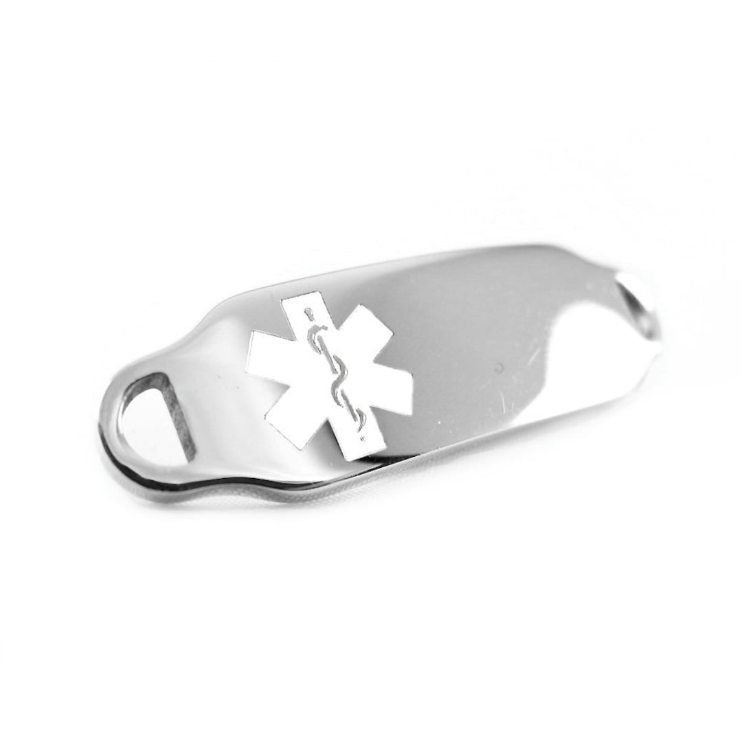 White Medical ID Plate for Beaded Bracelets Custom ENGRAVED FREE - I2c ...