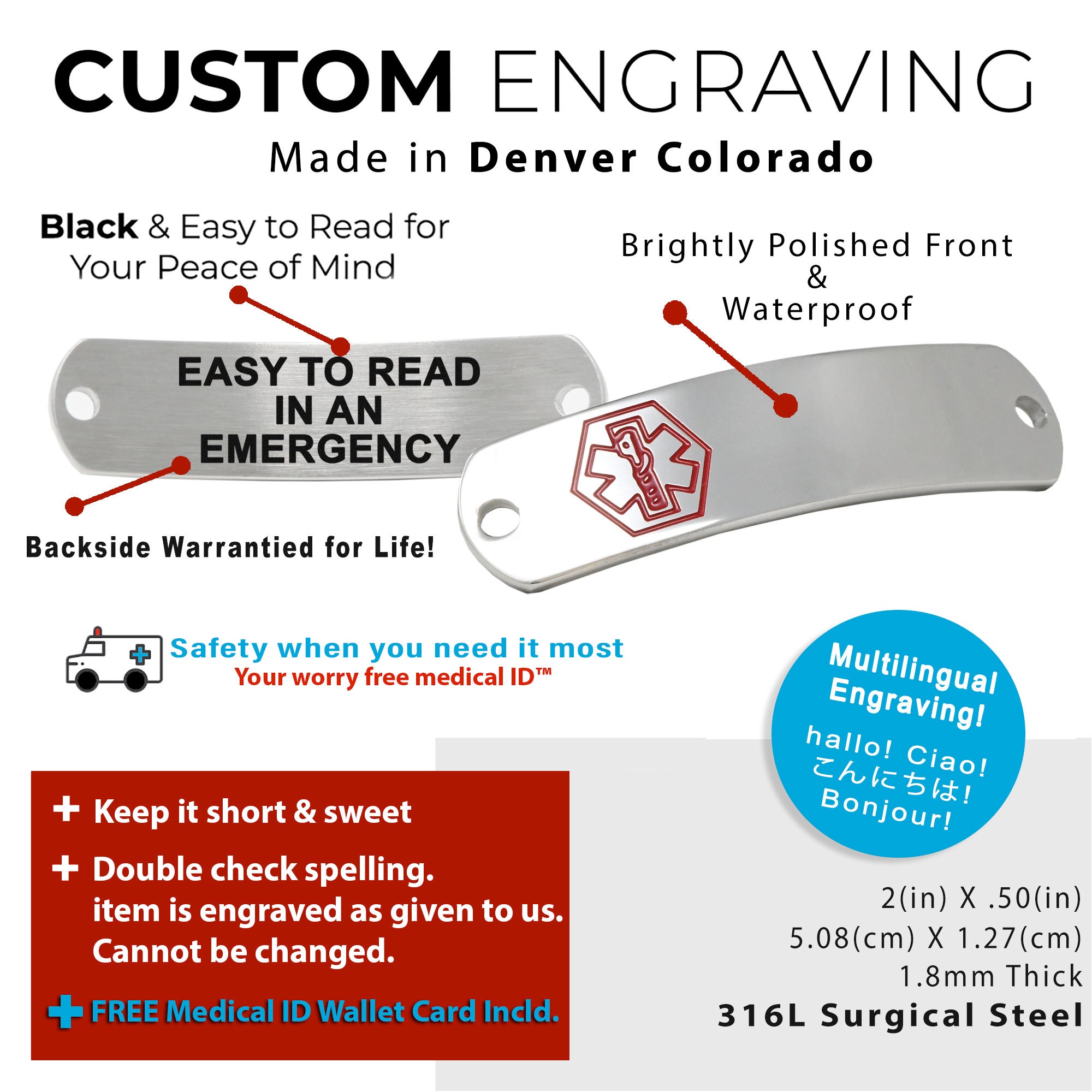 Steel Medical Alert Plate for Beaded Bracelets Custom | Etsy