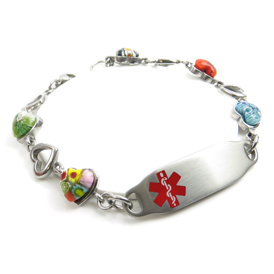 Personalized Medical ID Bracelet for Women, Red With Free Engraving ...