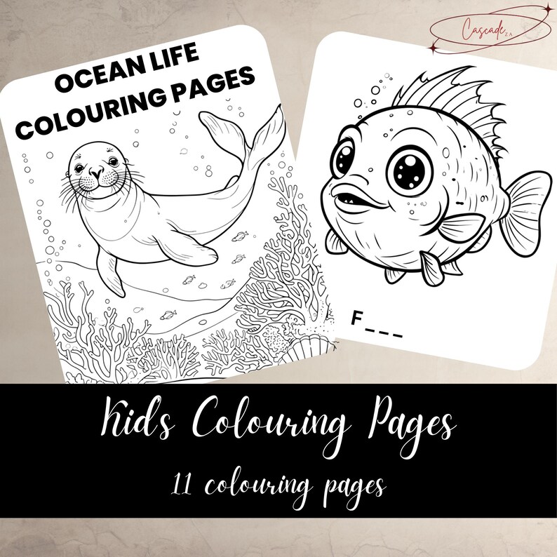 Kid's Ocean Life Colouring Pages - Etsy