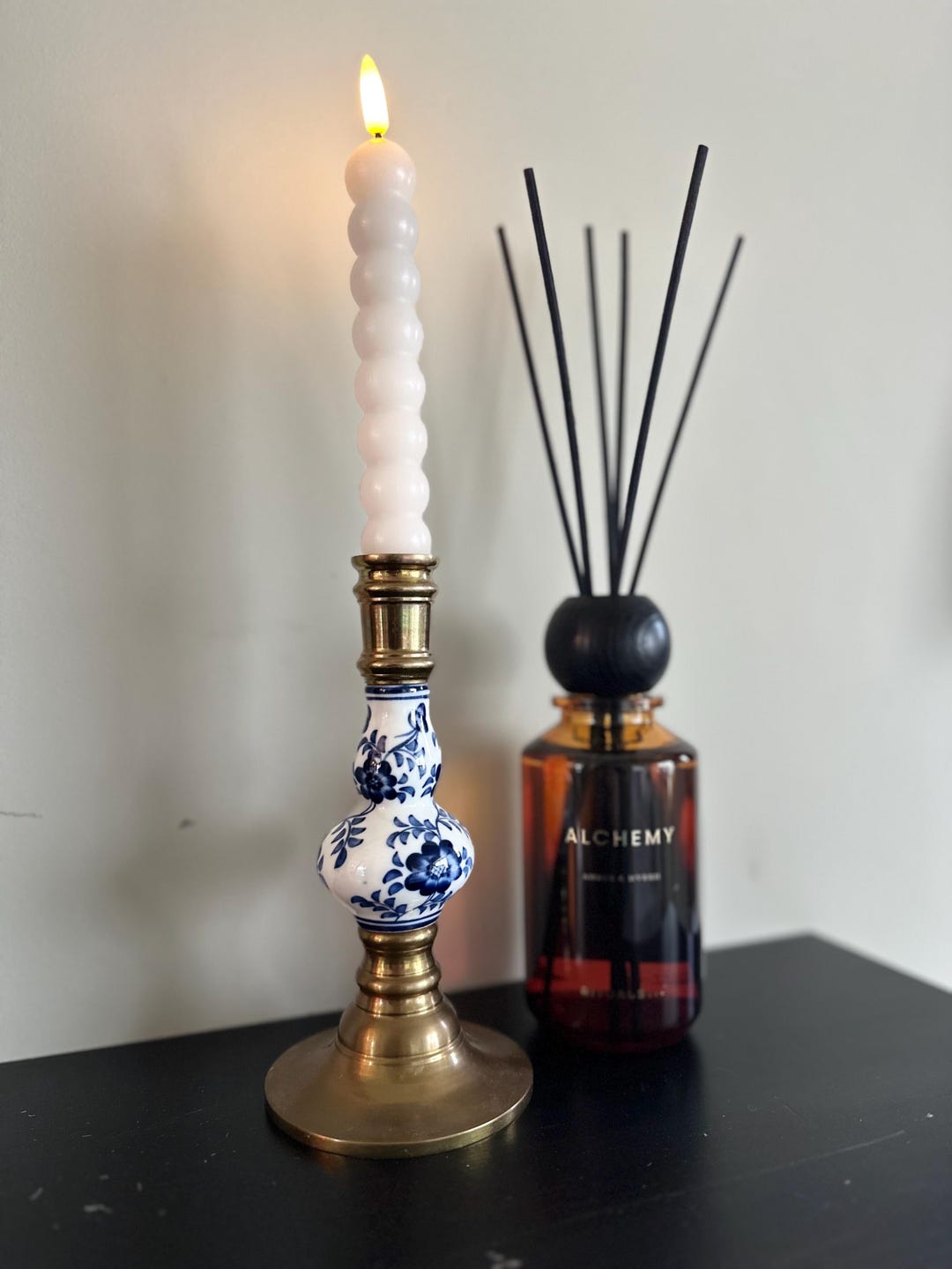 Candlestick Porcelain and Copper, Hand-painted Antique - Etsy