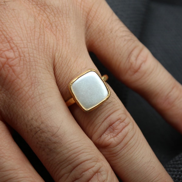 Square Stone Ring - Etsy
