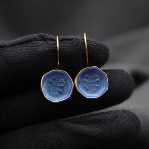 Eros and Aphrodite Earrings, Handmade 925 Sterling Silver Intaglio ...