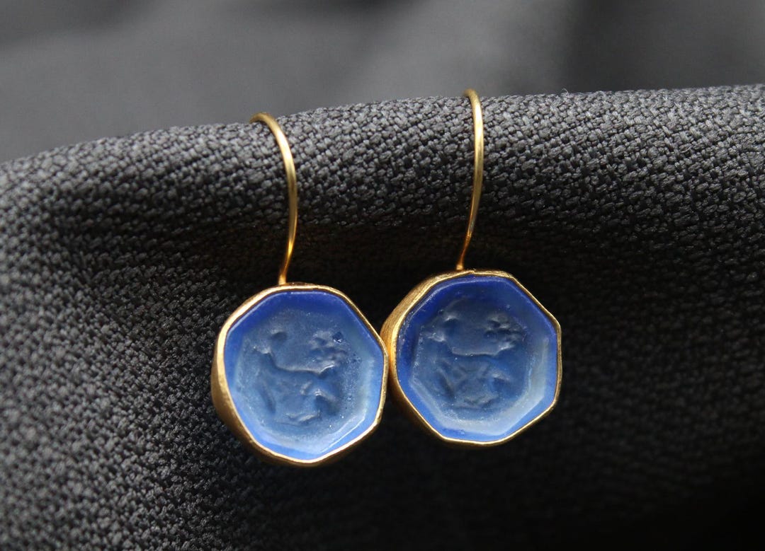 Eros and Aphrodite Earrings, Handmade 925 Sterling Silver Intaglio ...