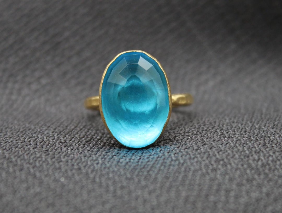 Large Blue Topaz Ring in 925 Sterling Silver, Handmade Statement ...