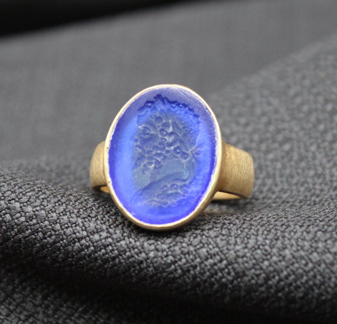 Handmade Zeus Ring, 925 Sterling Silver Intaglio Glass Cameo, Ancient ...