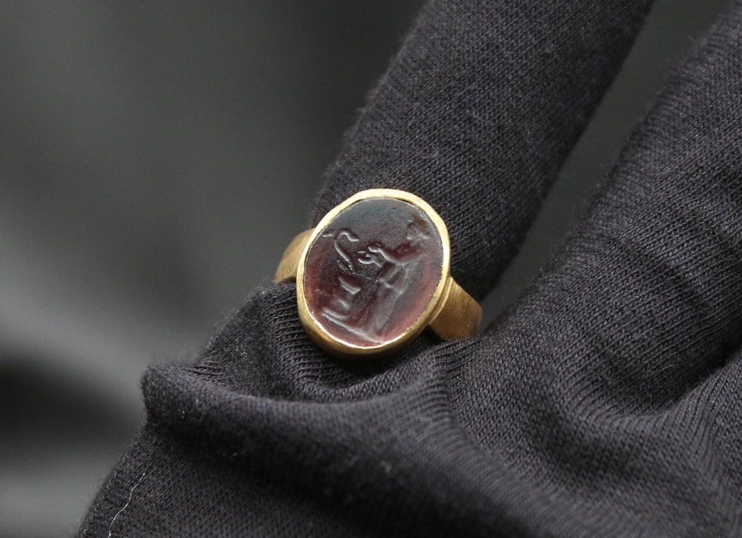 Ancient Greek Snake Tamer Ring, Handmade Intaglio Glass 925 Sterling ...