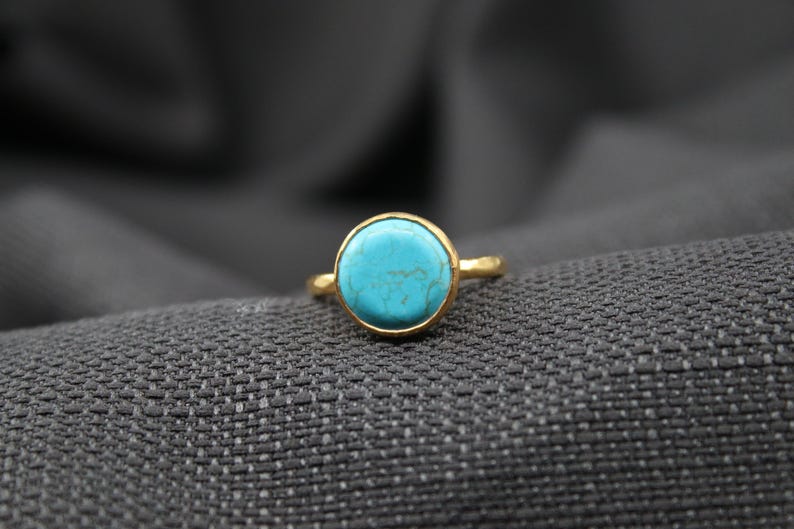 Turquoise Ring – 925 Sterling Silver 22K Gold Plated – Handmade Gift ...
