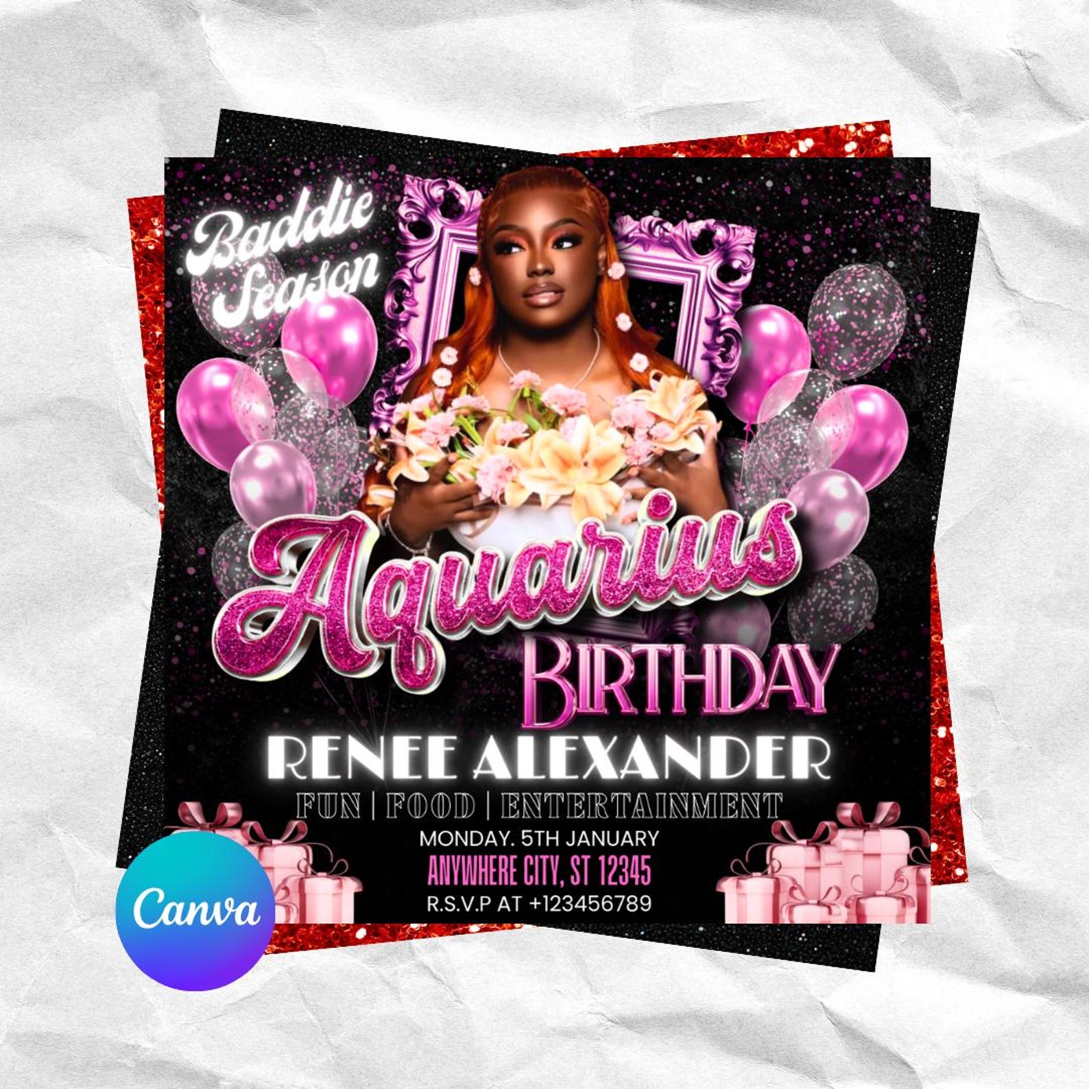 Aquarius Birthday Flyer, Aquarius Bash Flyer, Birthday Flyer, Birthday ...