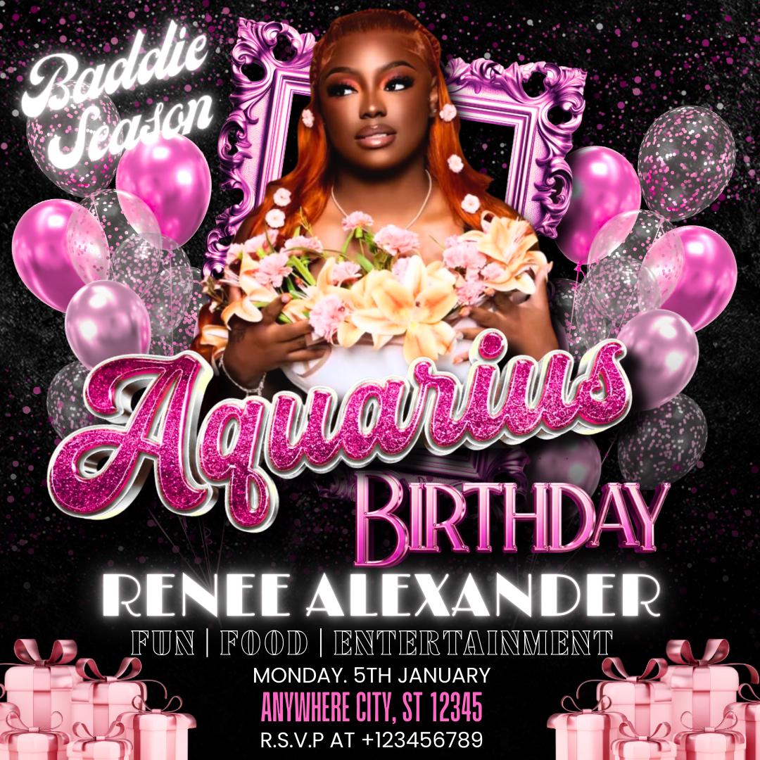 Aquarius Birthday Flyer, Aquarius Bash Flyer, Birthday Flyer, Birthday ...