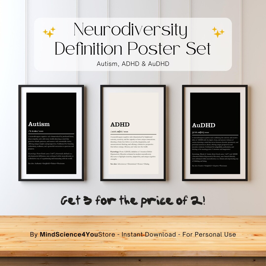 Neurodiversity Dictionary Art Prints – Autism, ADHD, Audhd Posters for ...