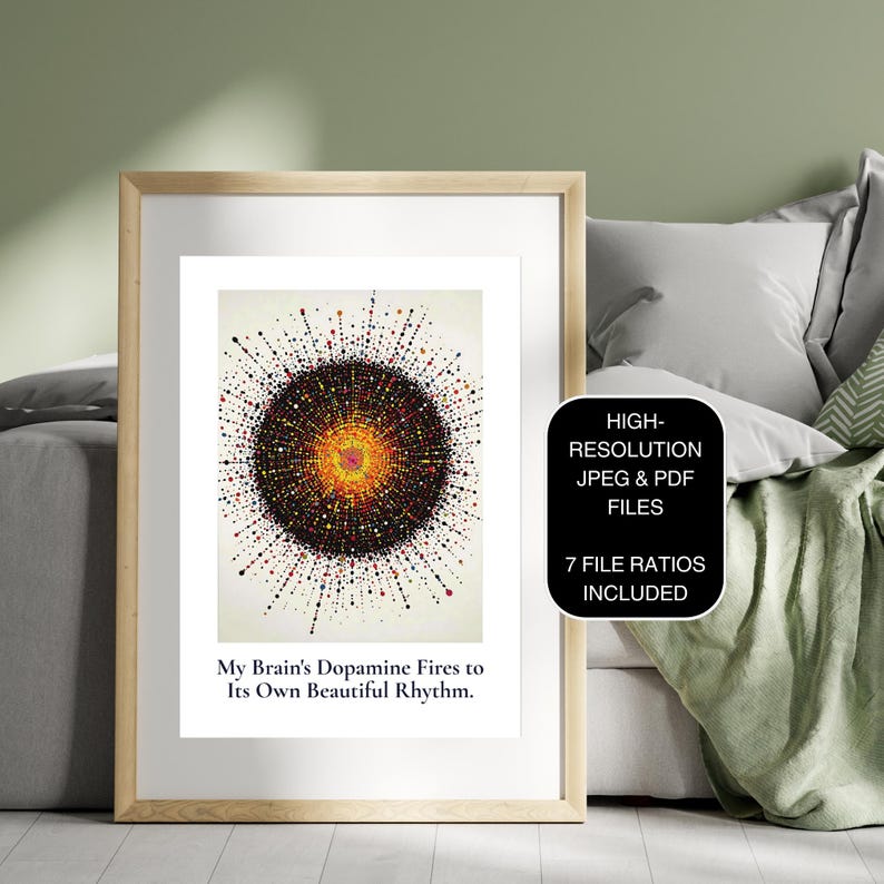 Neurodiversity Dopamine Art Print: Abstract Brain, Therapy Office Decor ...