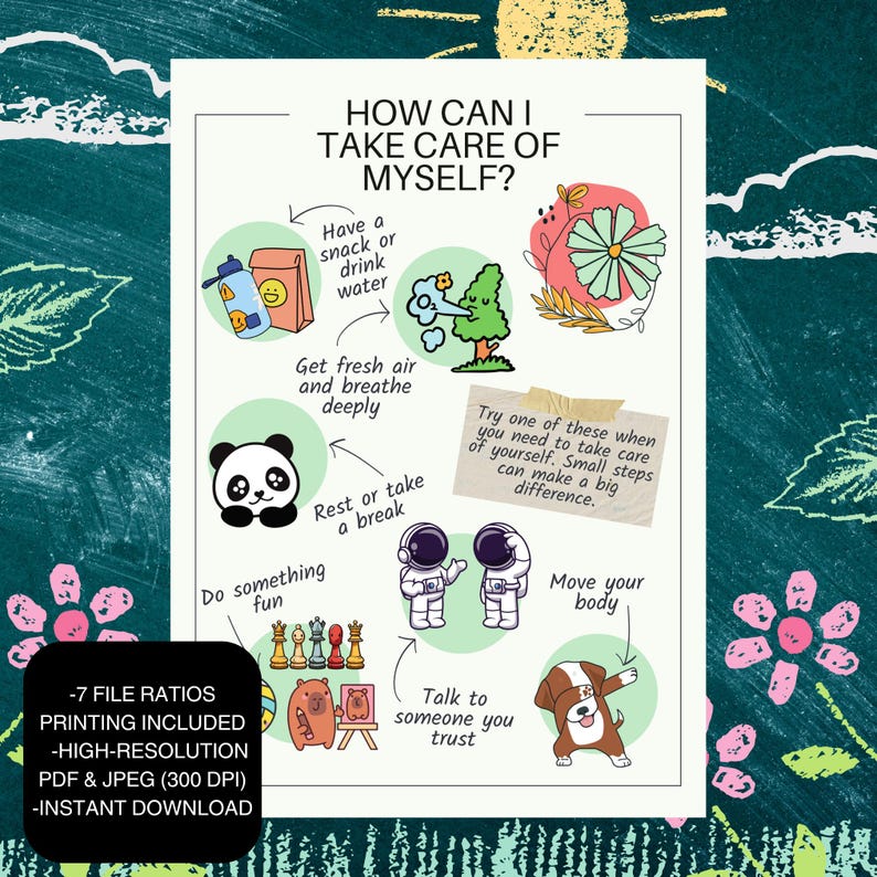 Printable Self-care Poster for Neurodivergent Kids – Visual Guide to ...