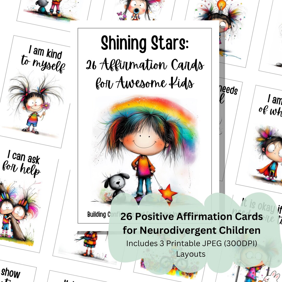 Positive Affirmation Cards for Neurodivergent Children | Supportive ...