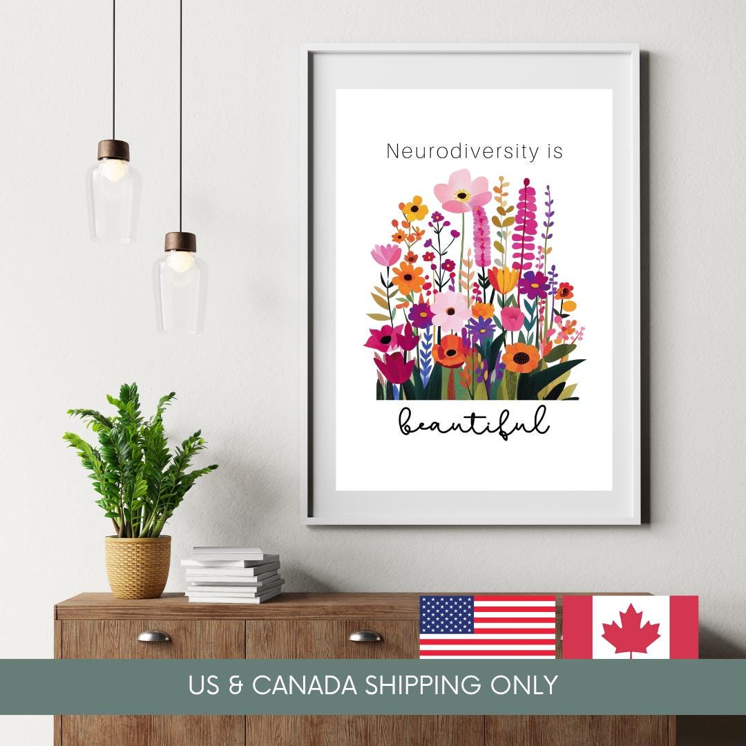 Neurodiversity is Beautiful Matte Poster | Colorful Flower Wall Art ...