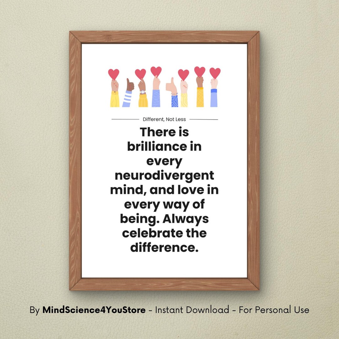 Autism Affirmation Poster: Different Not Less | Neurodiversity ...