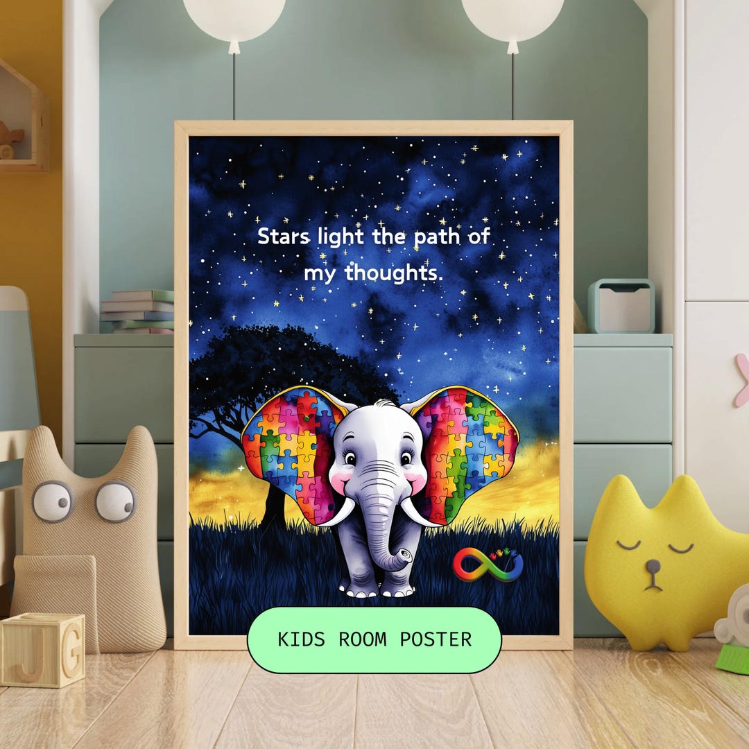 Elephant Autism Awareness Poster | “stars Light the Path of My Thoughts ...