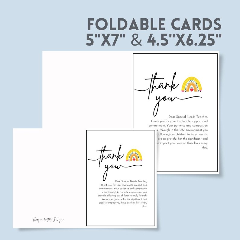 Printable Thank You Card for Special Needs Teacher | SPED, Autism, ADHD ...