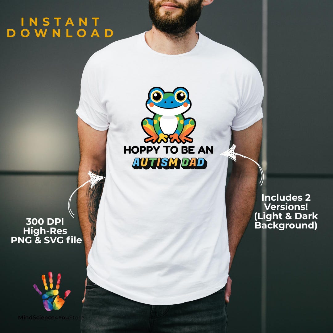 Hoppy Autism Dad Frog SVG PNG: Puzzle Piece Awareness (digital File ...